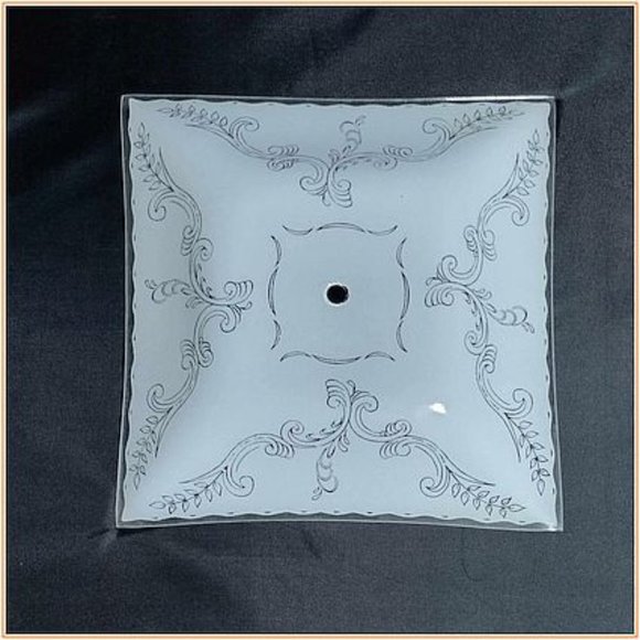 Vintage | Accents | Vintage Glass Square White Frosted Leaves Ceiling ...